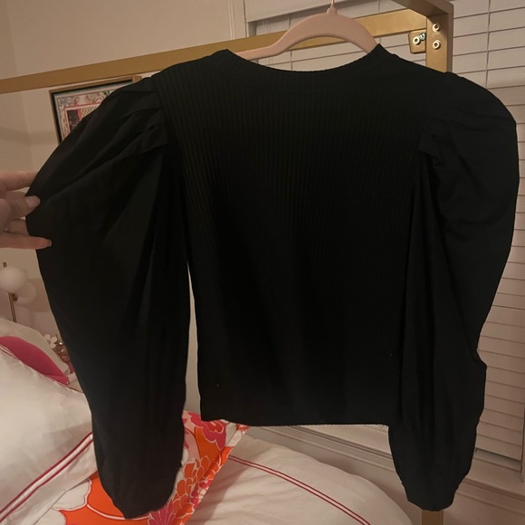 TCEC | Tops | Tcec Black Blouse With Puff Sleeves | Poshmark